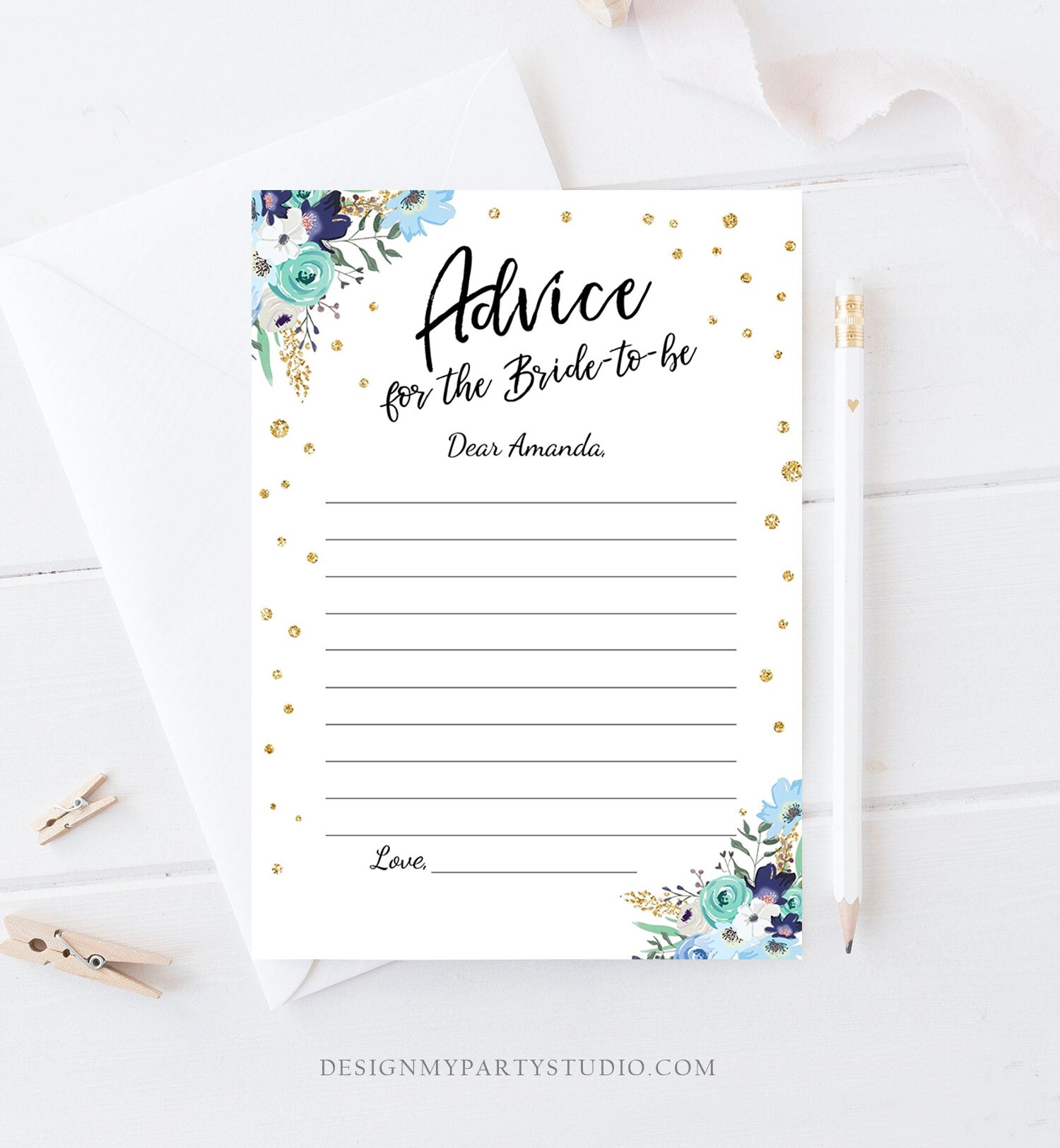 Editable Advice for the Bride-to-be Card Words of Wisdom - Etsy
