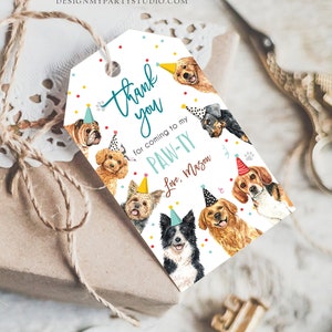 Editable Puppy Favor Tags Puppy Dog Birthday Thank You Tag Boy Puppies ...