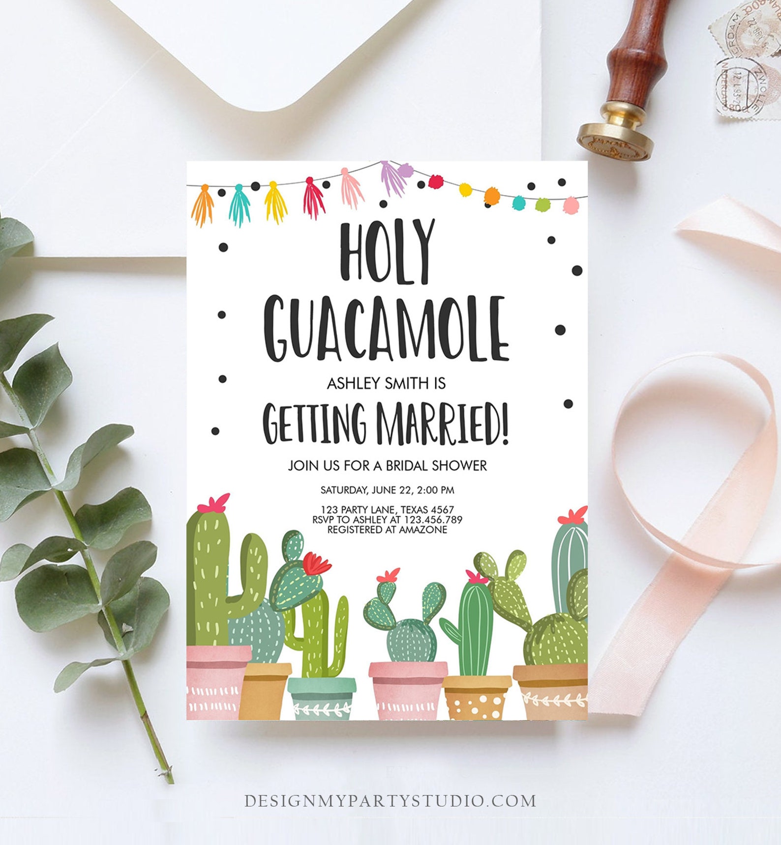 Editable Holy Guacamole Bridal Shower Invitation Fiesta Couples Shower ...
