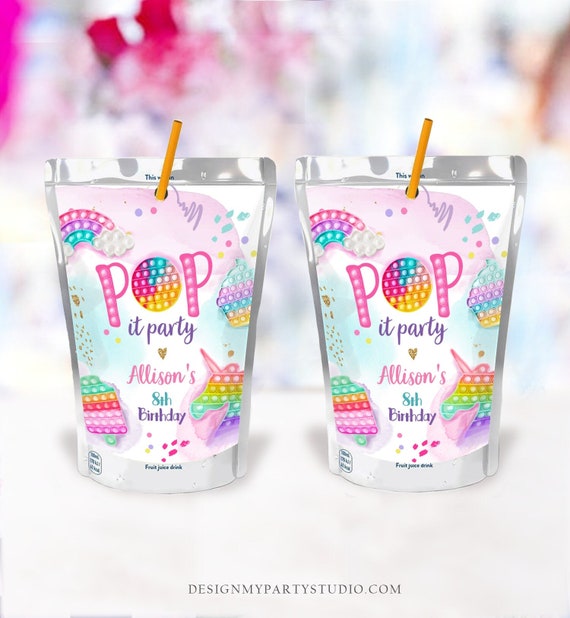 Editable Pop It Birthday Party Pop It Capri Sun Labels Fidget Toy ...