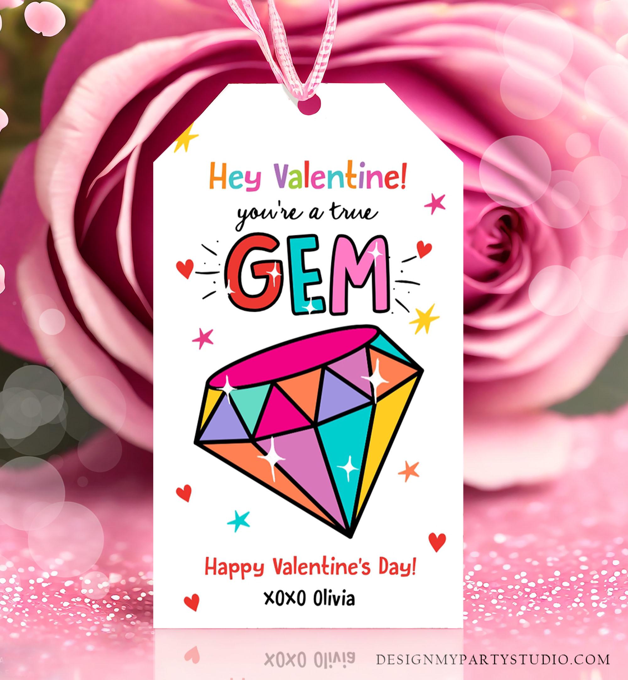 Editable Valentines Day Card You're a Gem Classroom Valentine's Gift ...