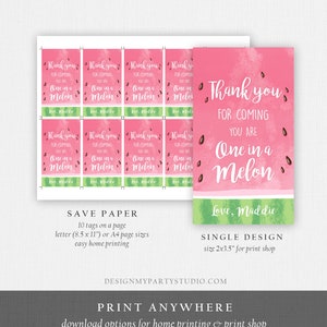 Editable Watermelon Party Favor Tags Birthday Thank You Tags Watermelon ...