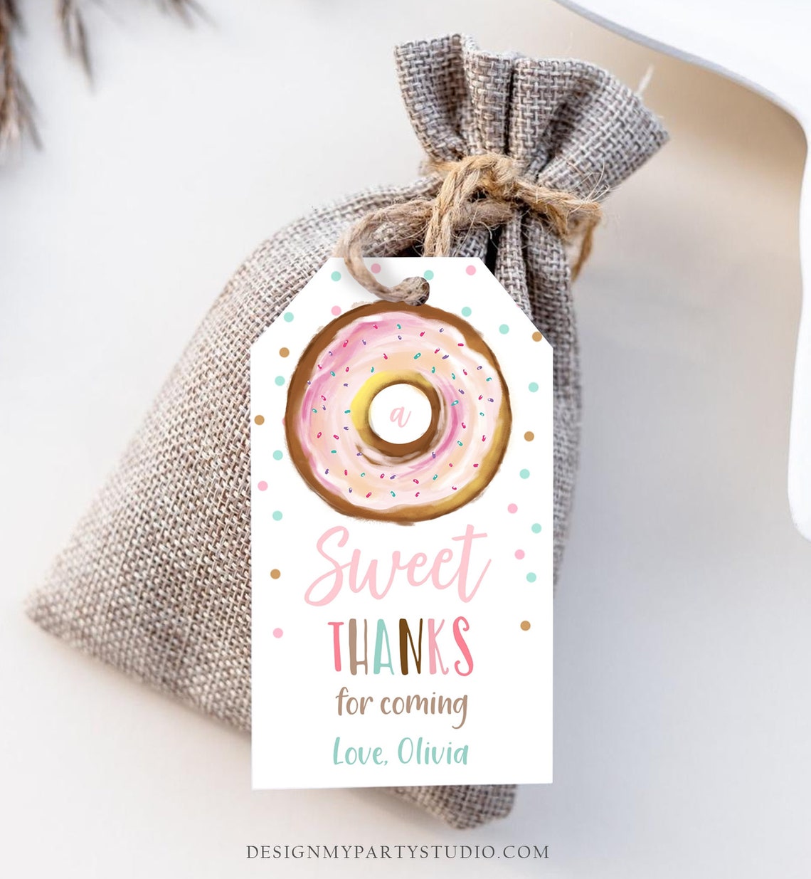 Editable Donut Favor Tags Sweet Thanks for Coming Donut | Etsy