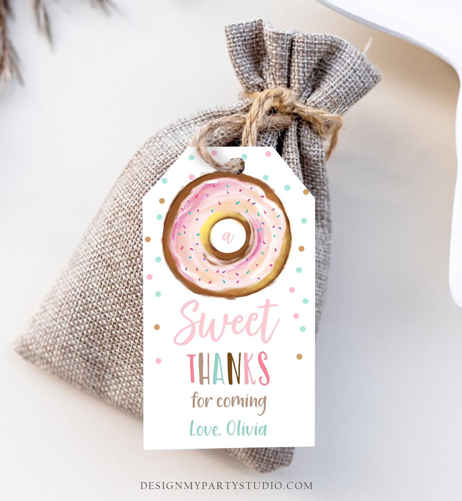 Editable Donut Favor Tags Sweet Thanks for Coming Donut | Etsy