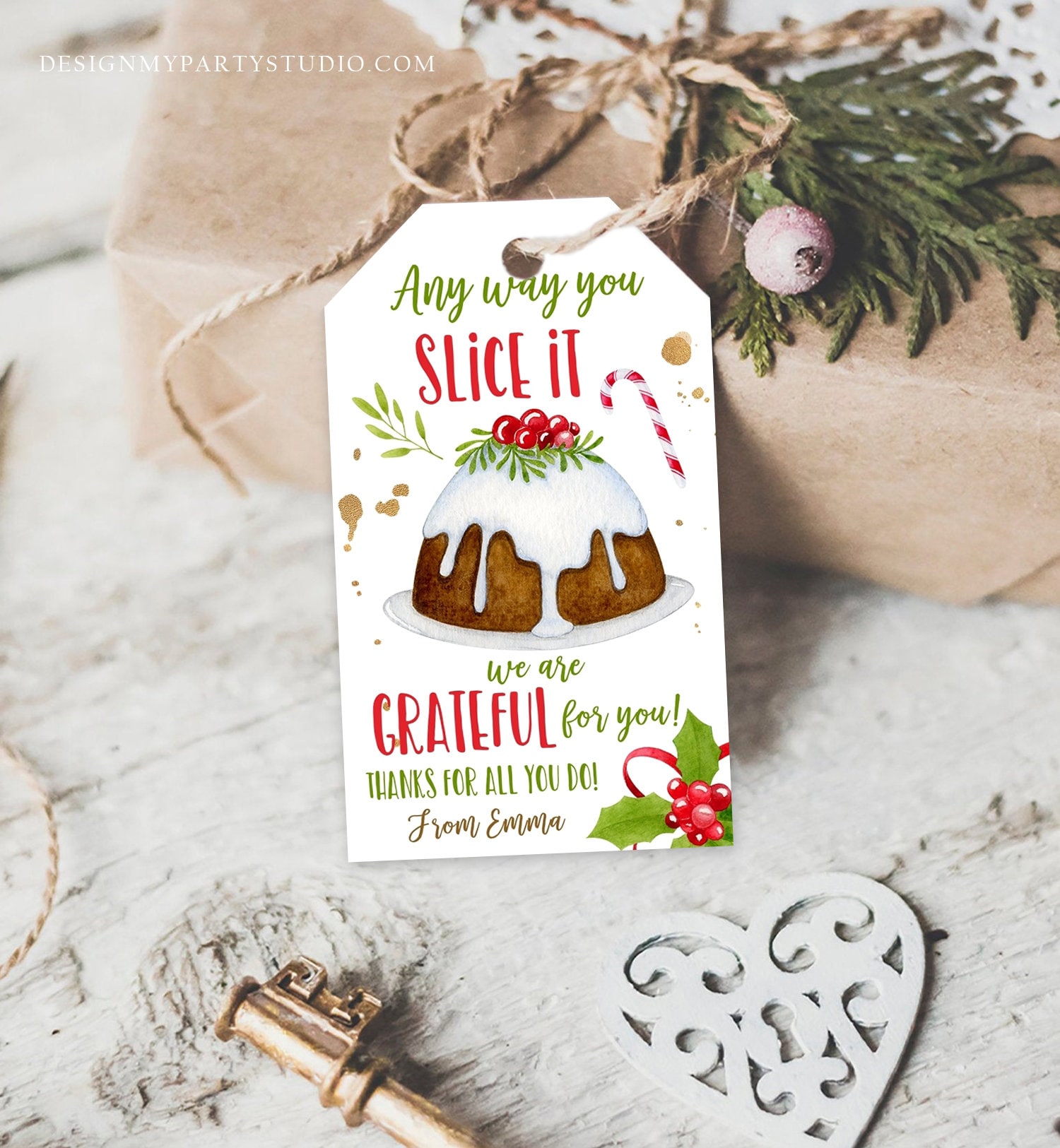 Editable Christmas Gift Tags Grateful Xmas Pie Tag Teacher | Etsy