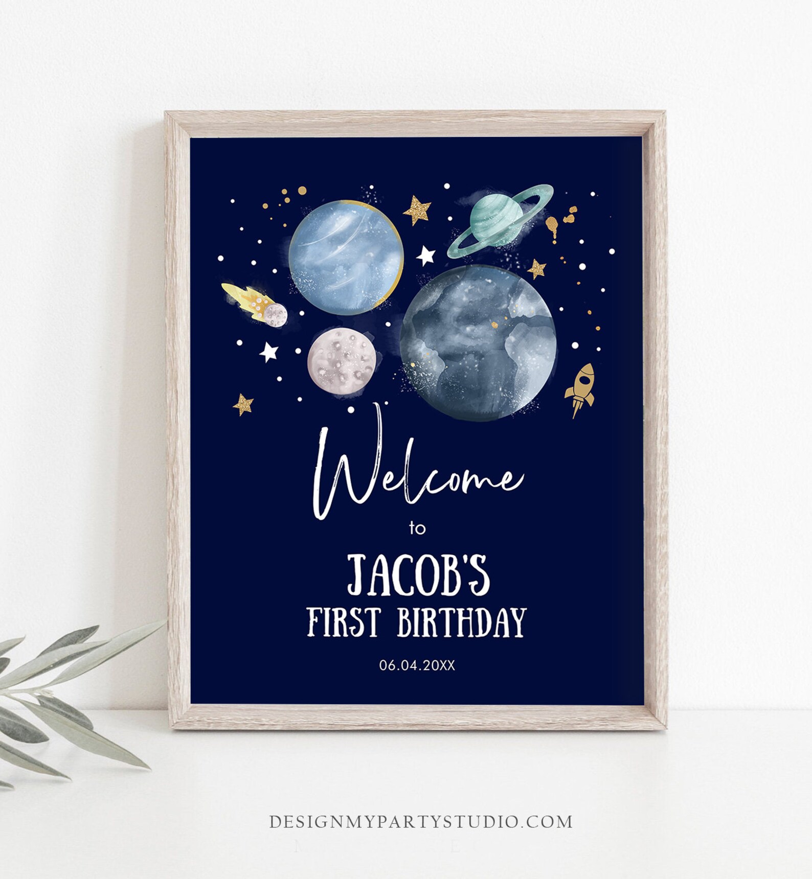 Editable Outer Space Birthday Welcome Sign 1st Birthday Boy Galaxy ...