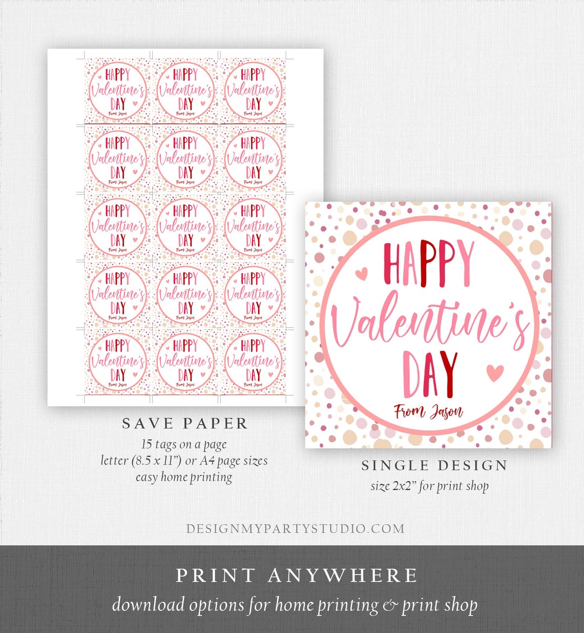 Editable Valentine's Day Cookie Tags Happy Valentine's Day Cookies Tag ...