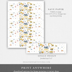 Editable Construction Water Bottle Labels Dump Truck Birthday Boy ...