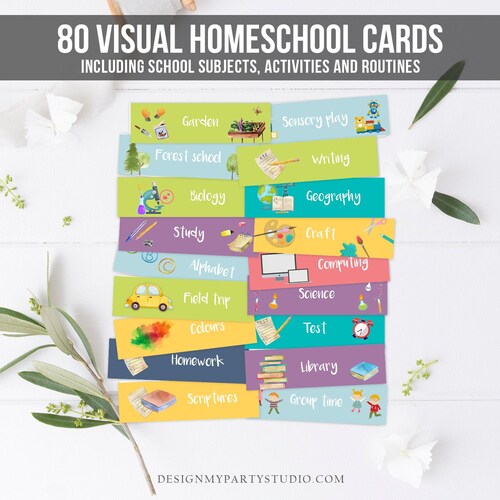 Visual Homeschool Schedule Cards Homeschooling Subjects Daily - Etsy