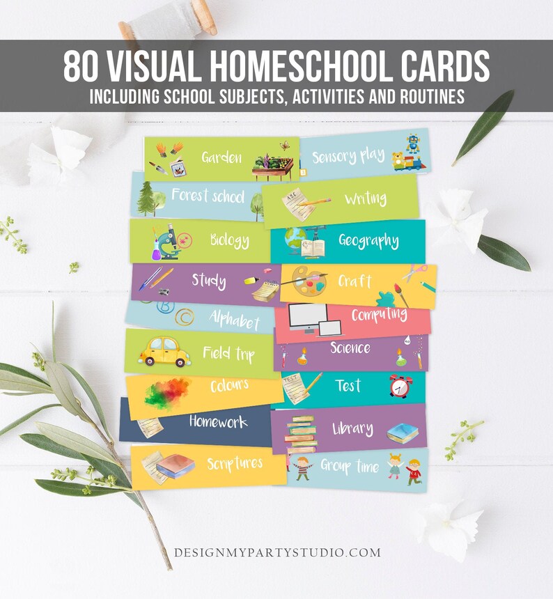 Visual Homeschool Schedule Cards Homeschooling Subjects Daily | Etsy