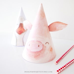 Printable Party Hats Farm Animals Birthday Party Birthday Decor ...