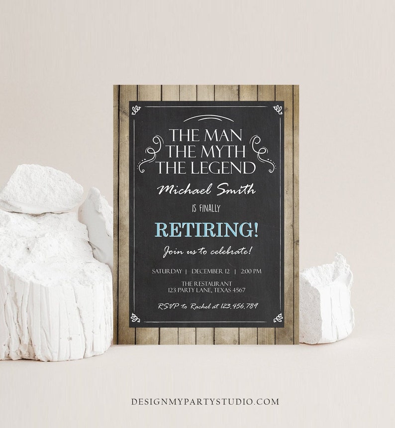 Editable the Man the Myth the Legend Invitation Retirement Adult Father ...