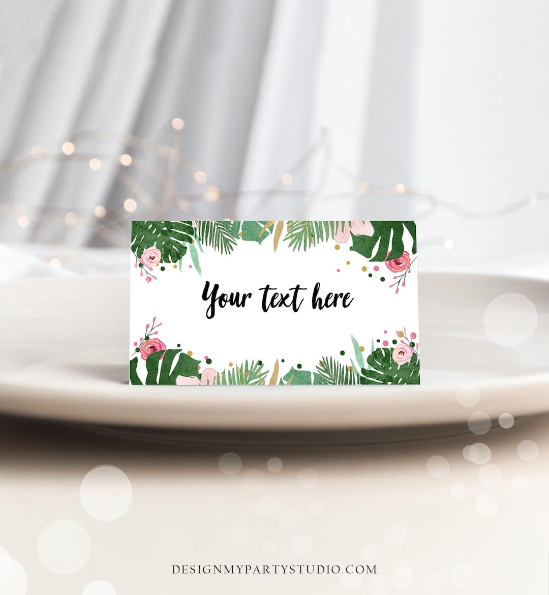 Editable Safari Tropical Food Label Girl Safari Birthday Place Card ...