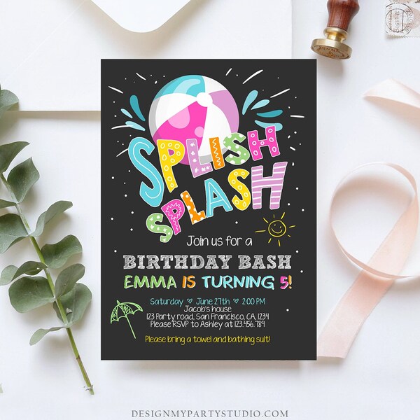 Splash Birthday Party Invitations - Etsy Australia
