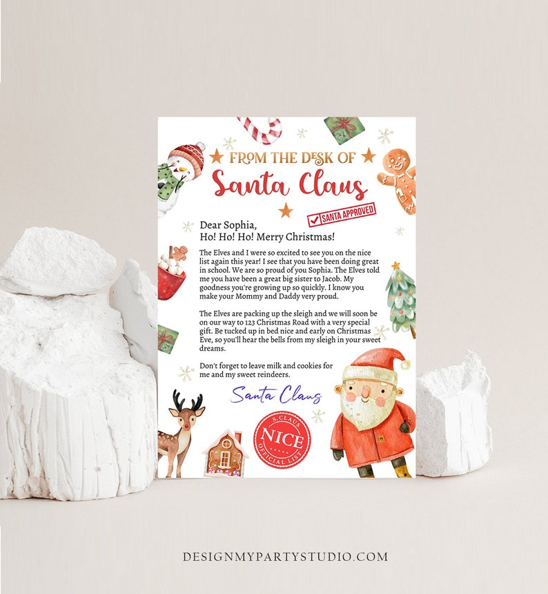 Editable Personalized Letter From Santa Claus From the Desk of Santa ...
