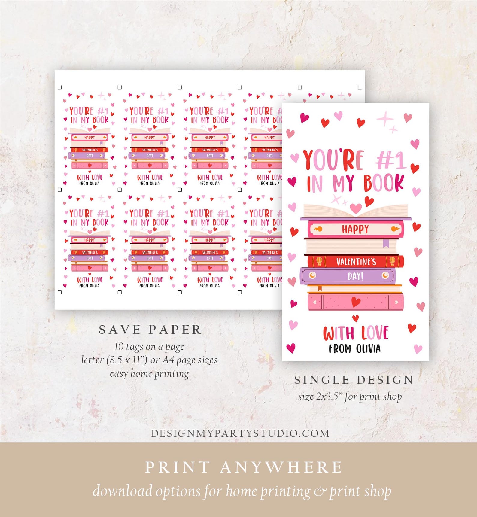 Editable Bookmark Valentine's Day Gift Tag Valentines Card #1 in My ...