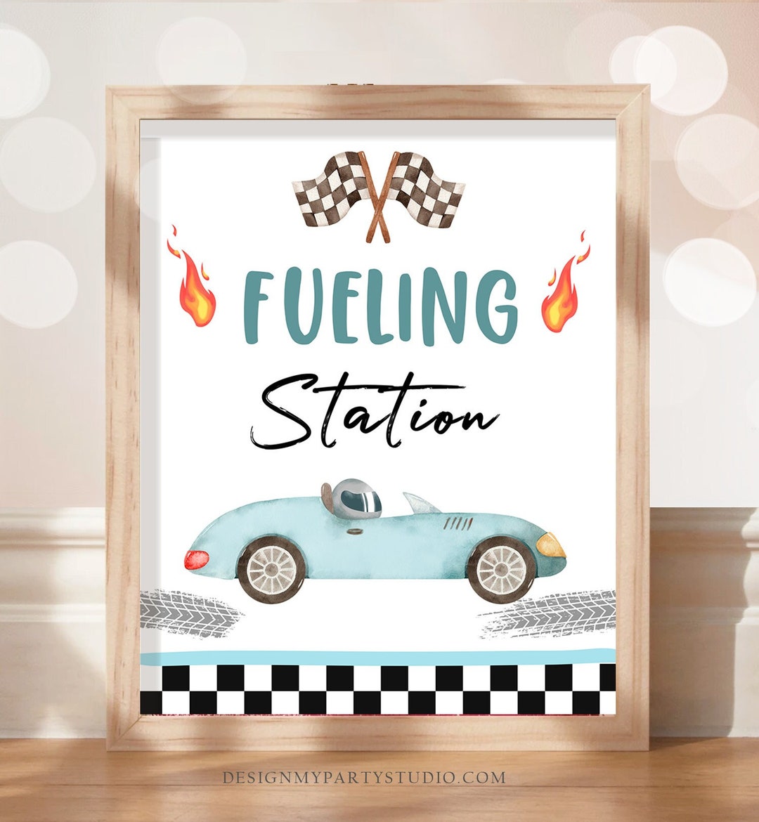 Fueling Station Race Car Sign Race Car Birthday Party Sign Two - Etsy