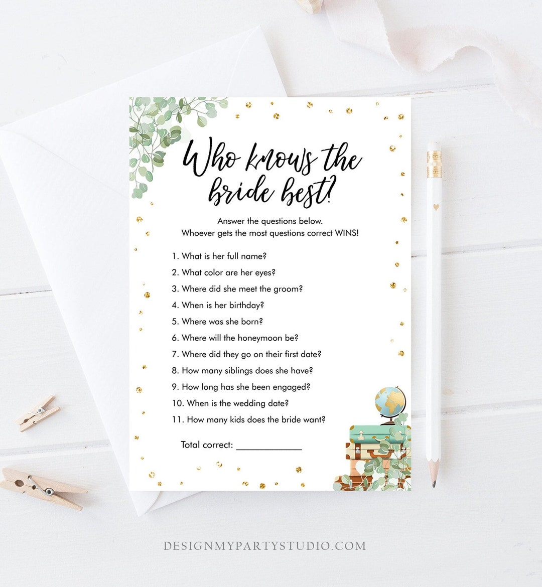 Editable Who Knows the Bride Best Bridal Shower Game Wedding Shower ...