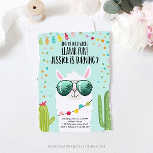 Editable Whole Llama Fun Birthday Invitation Llama Fiesta - Etsy