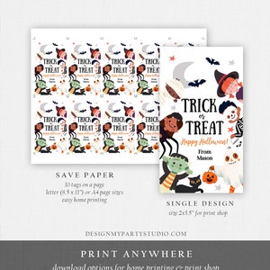Editable Halloween Favor Tags Boo Gift Tag Costume Party Trick or Treat ...