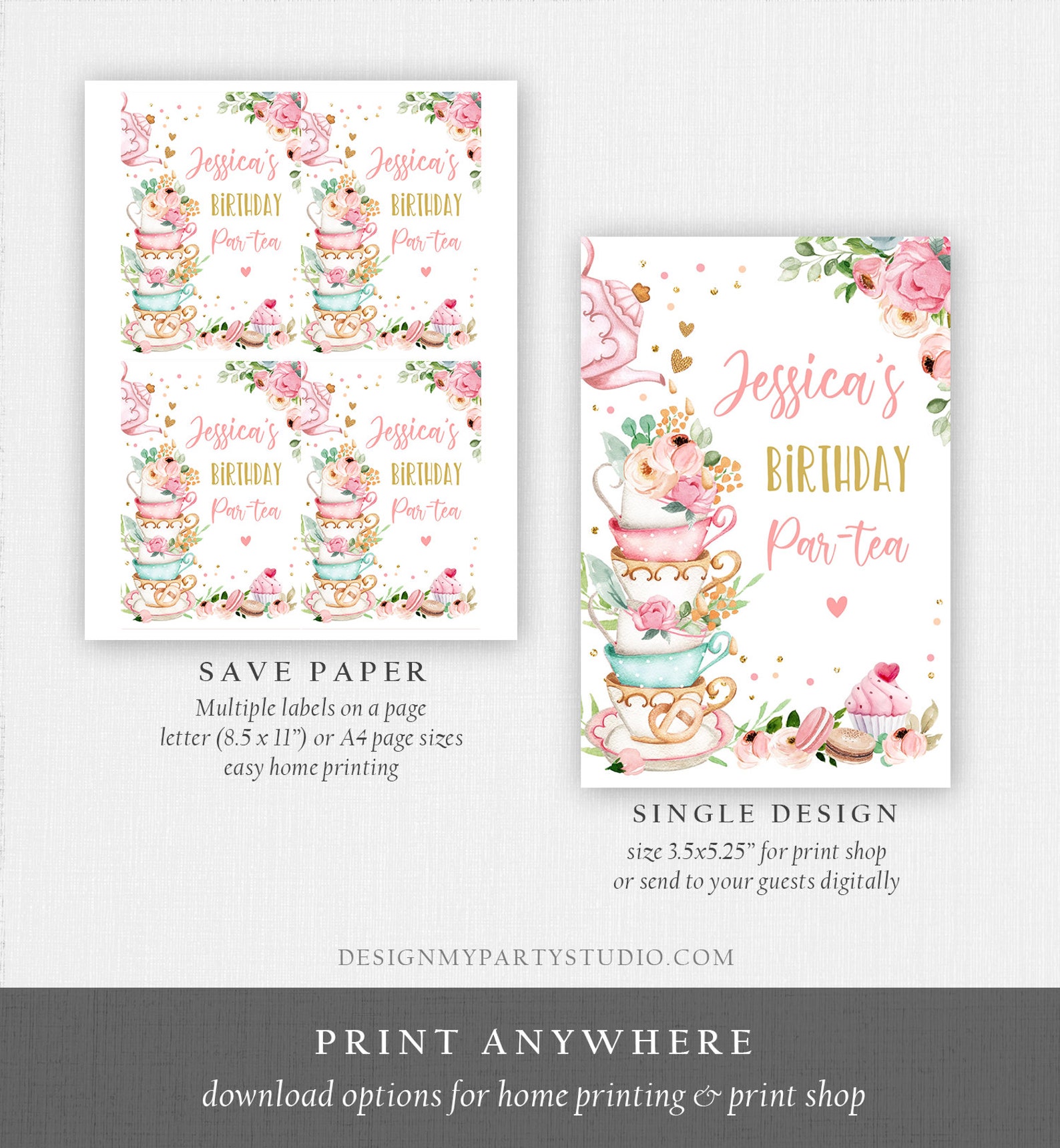 Editable Tea Party Capri Sun Labels Juice Pouch Labels Floral - Etsy