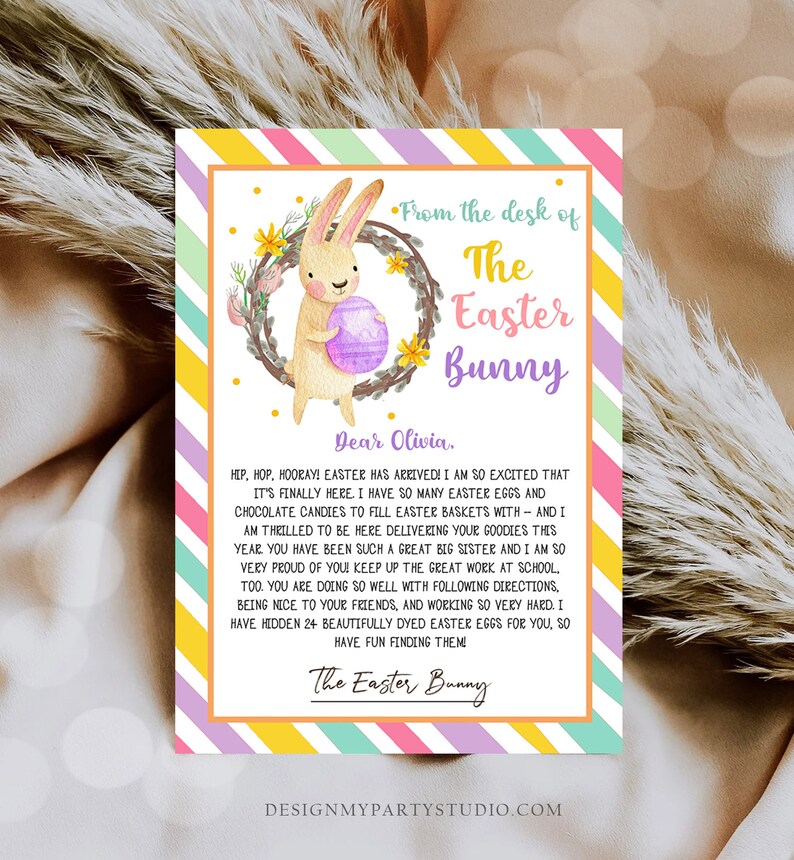 Editable Easter Bunny Letter Return Letter From the Desk of Easter ...