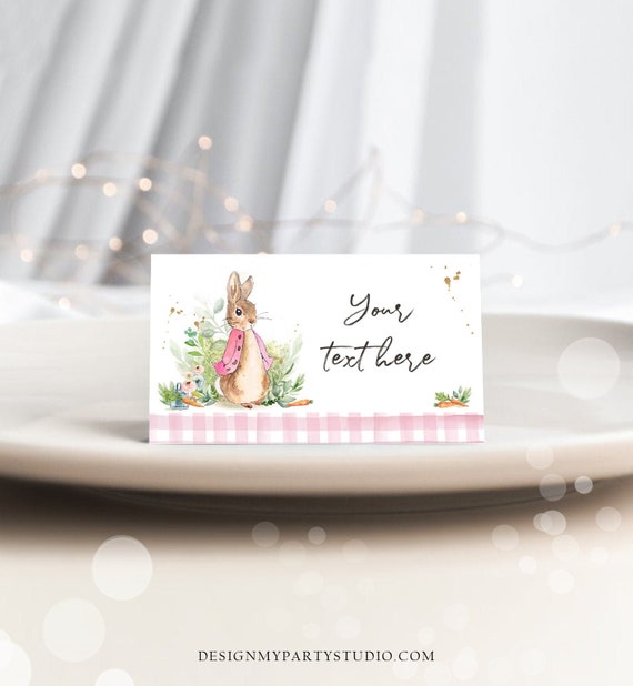 Editable Flopsy Bunny Food Labels Rabbit Place Card Tent Card Escort ...