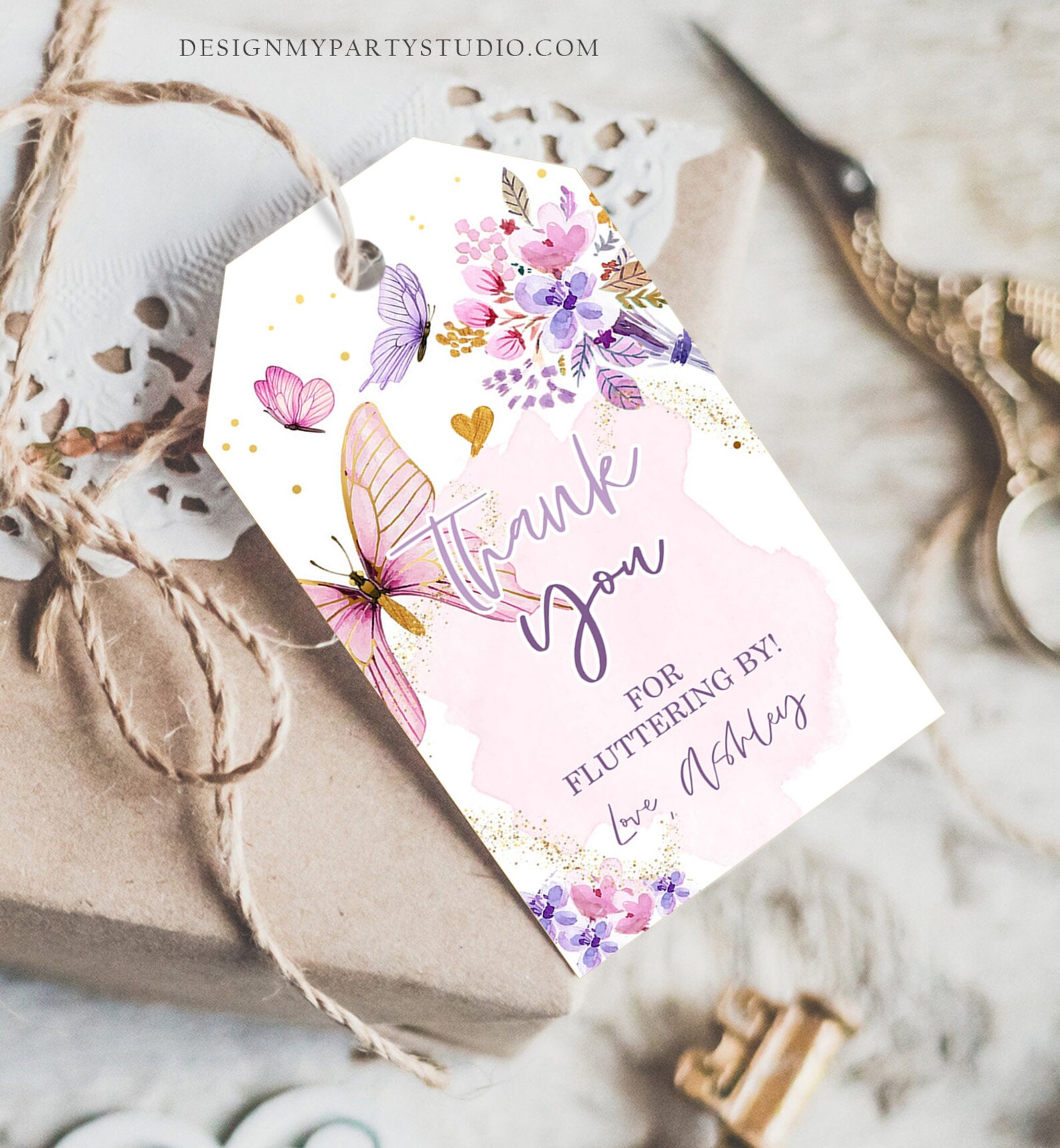 Editable Butterfly Favor Tags Butterfly Birthday Thank You - Etsy