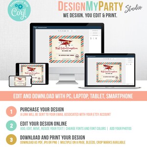 Editable Flight School Certificate Airplane Birthday Party Certificate ...