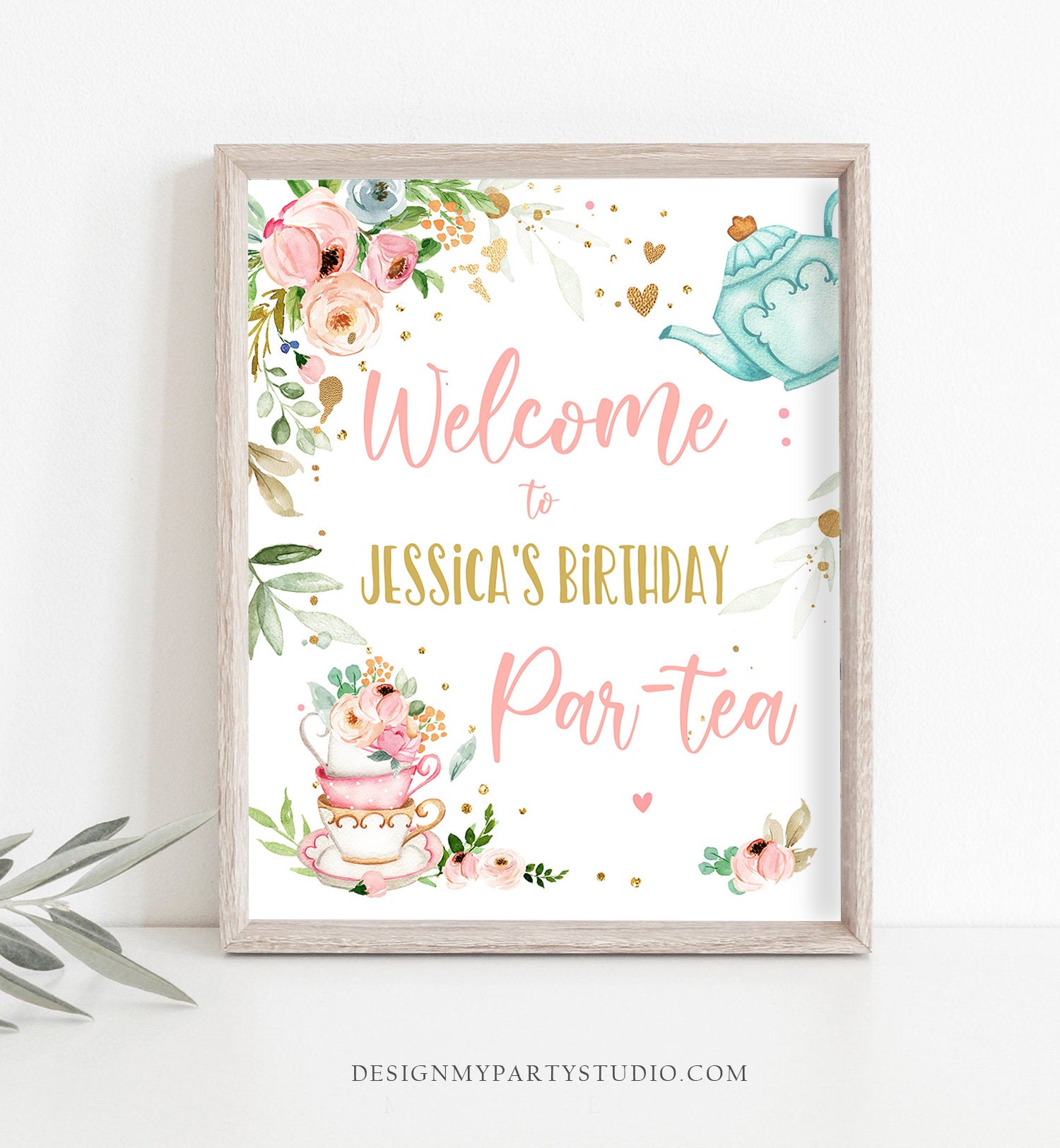Editable Birthday Tea Party Welcome Sign Birthday Par-tea - Etsy Australia