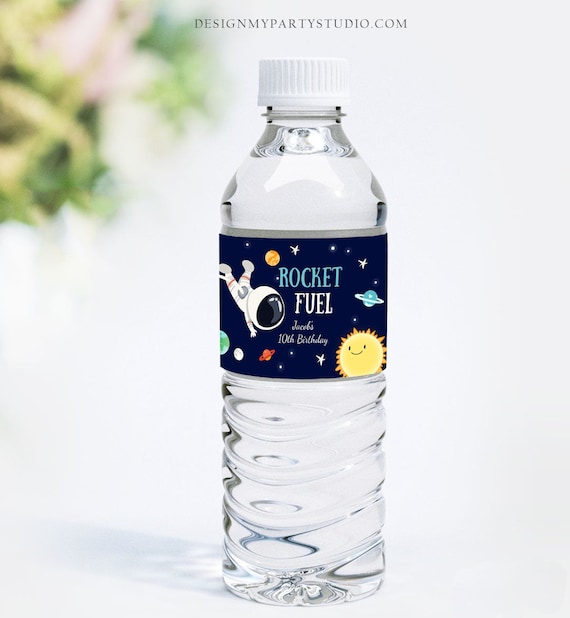 Editable Outer Space Water Bottle Labels Rocket Fuel Labels Boy Space ...