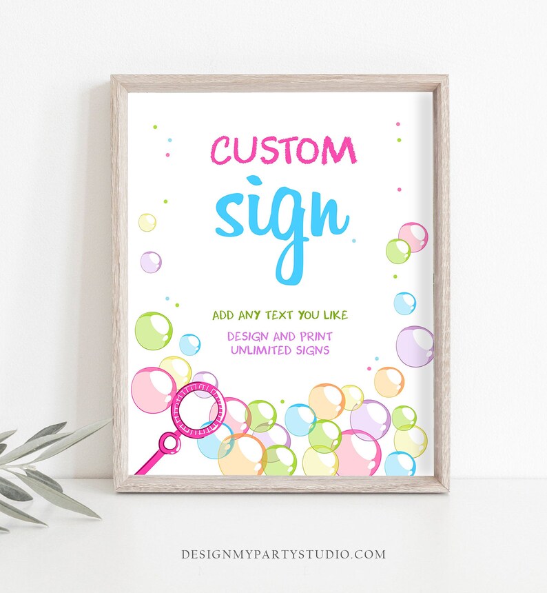 Editable Custom Sign Bubbles Sign Girl Bubble Birthday Table | Etsy