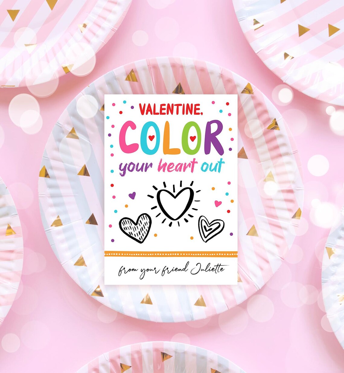 Editable Valentine's Day Crayon Card Color Your Heart Out Valentines ...