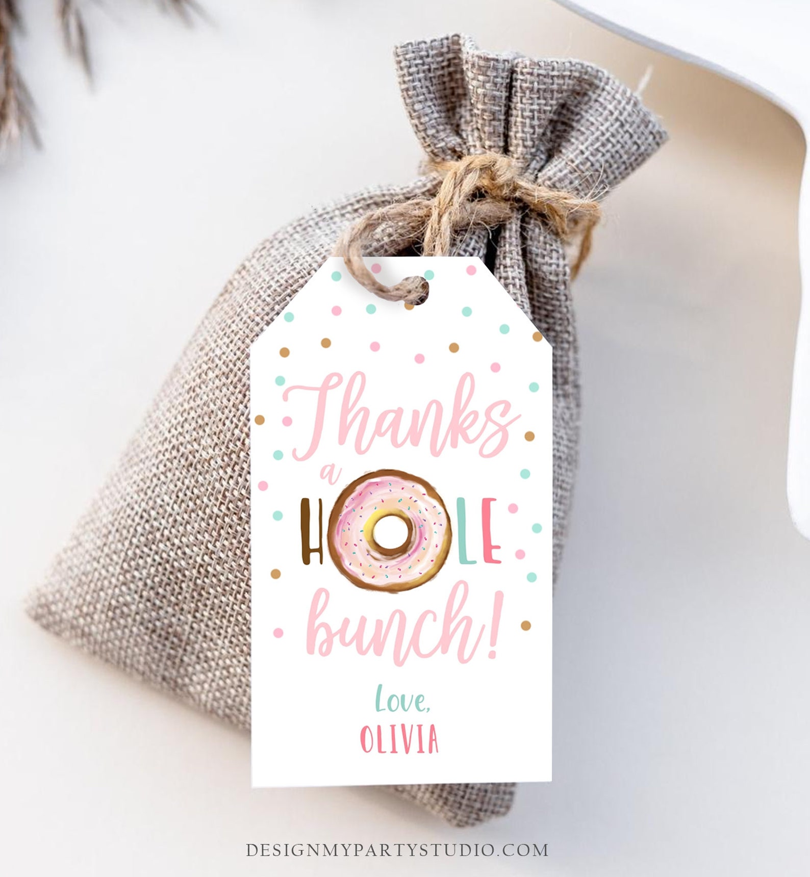 Editable Donut Favor Tags Tags Donut Birthday Donut Thank You | Etsy