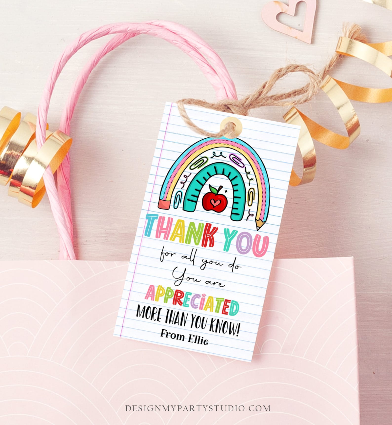 Editable Teacher Appreciation Tags Teacher Tag Thank You Gift End of ...