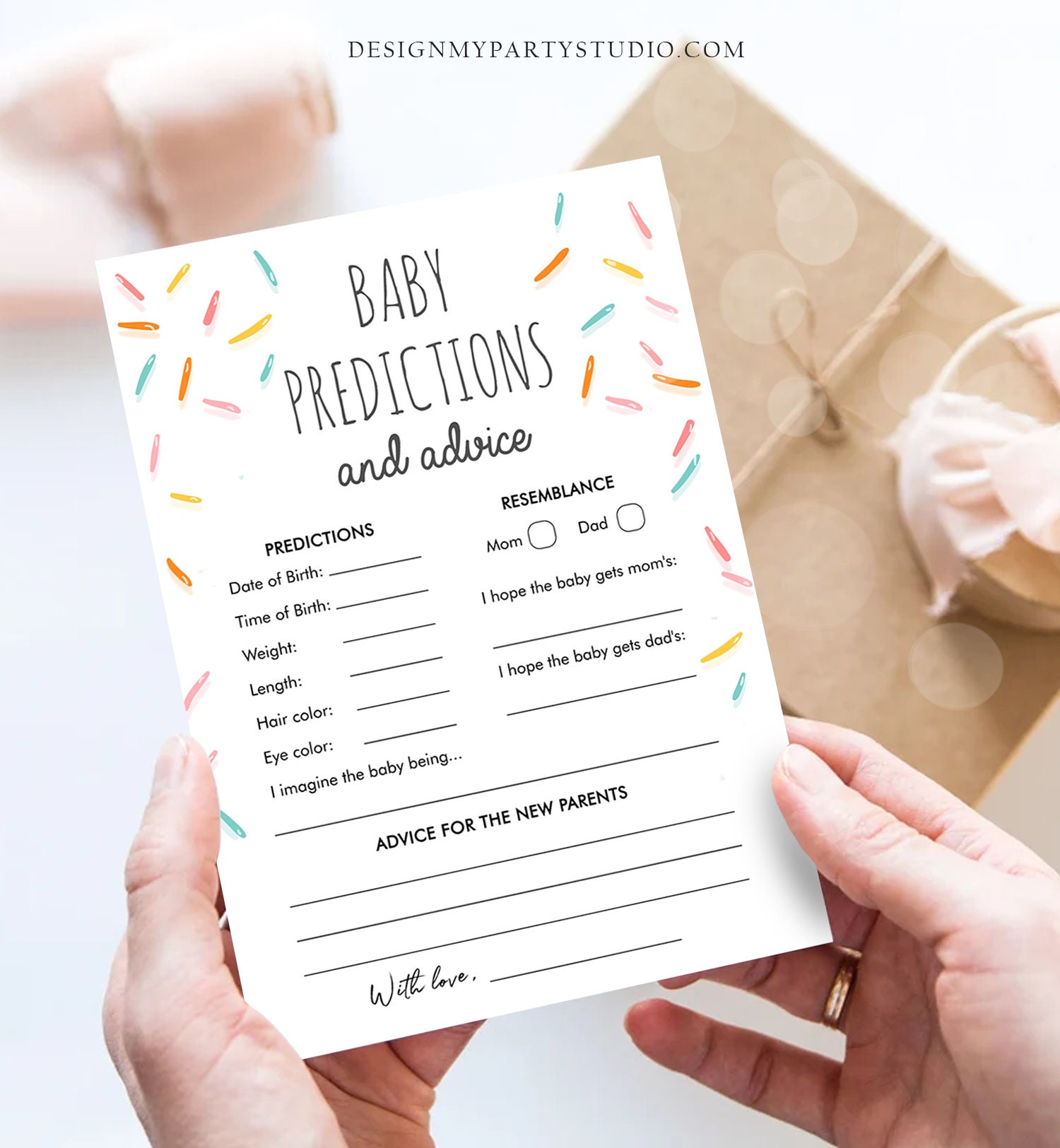 Editable Baby Predictions and Advice for Parents Sprinkle Game - Etsy