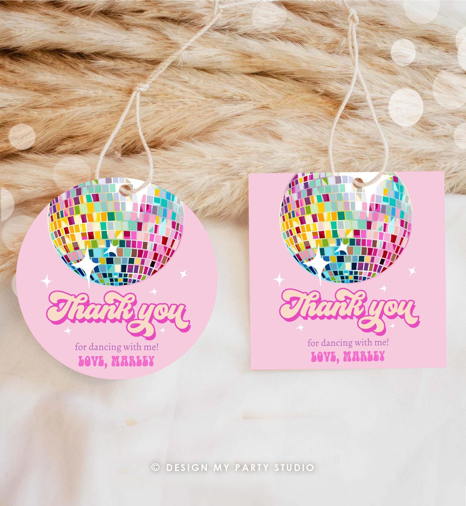 Editable Disco Ball Favor Tag Let's Disco Adult 70s Party Birthday ...