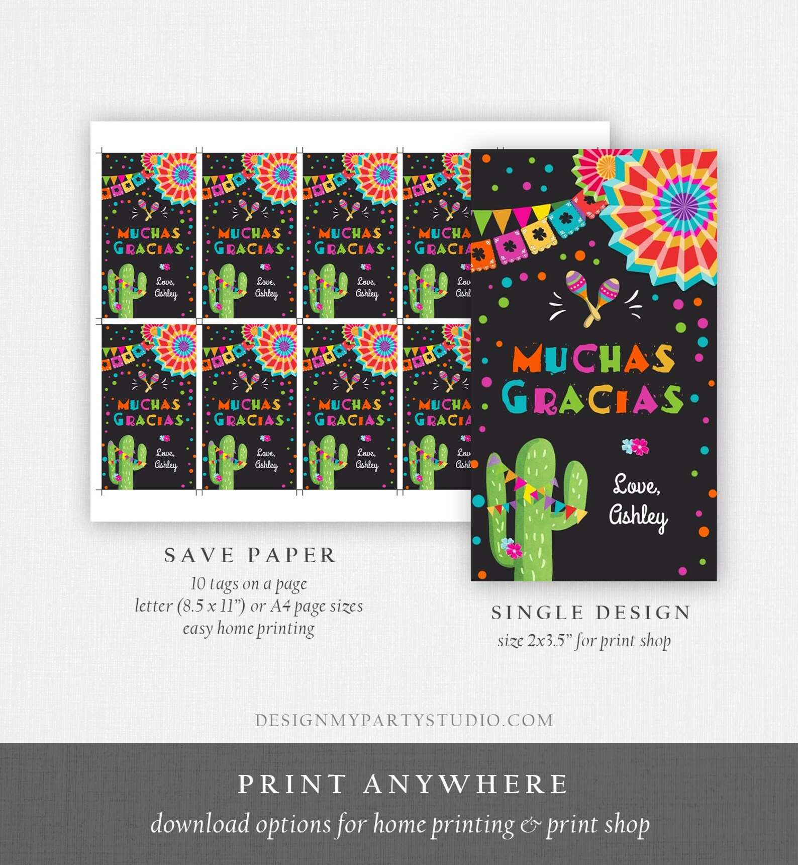 Editable Cactus Fiesta Favor Tags Fiesta Thank You Tags - Etsy
