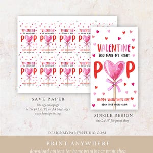 Editable Lollipop Valentines Tag Valentine's Day Gift Tag You Make My ...