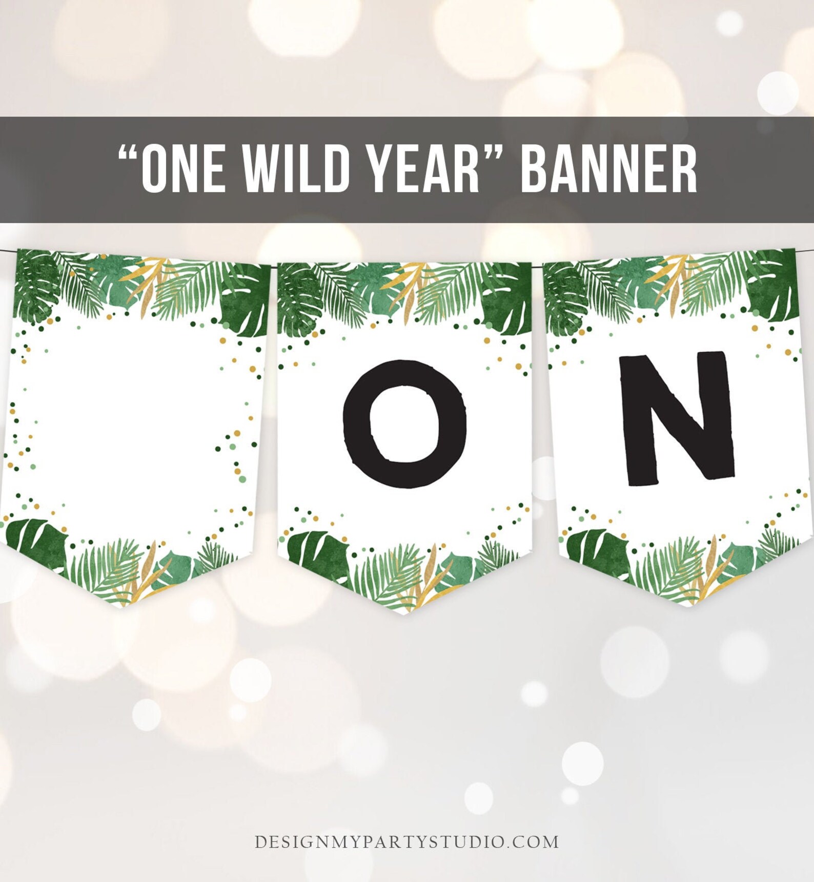 One Wild Year Birthday Banner Wild One Banner Safari Tropical | Etsy
