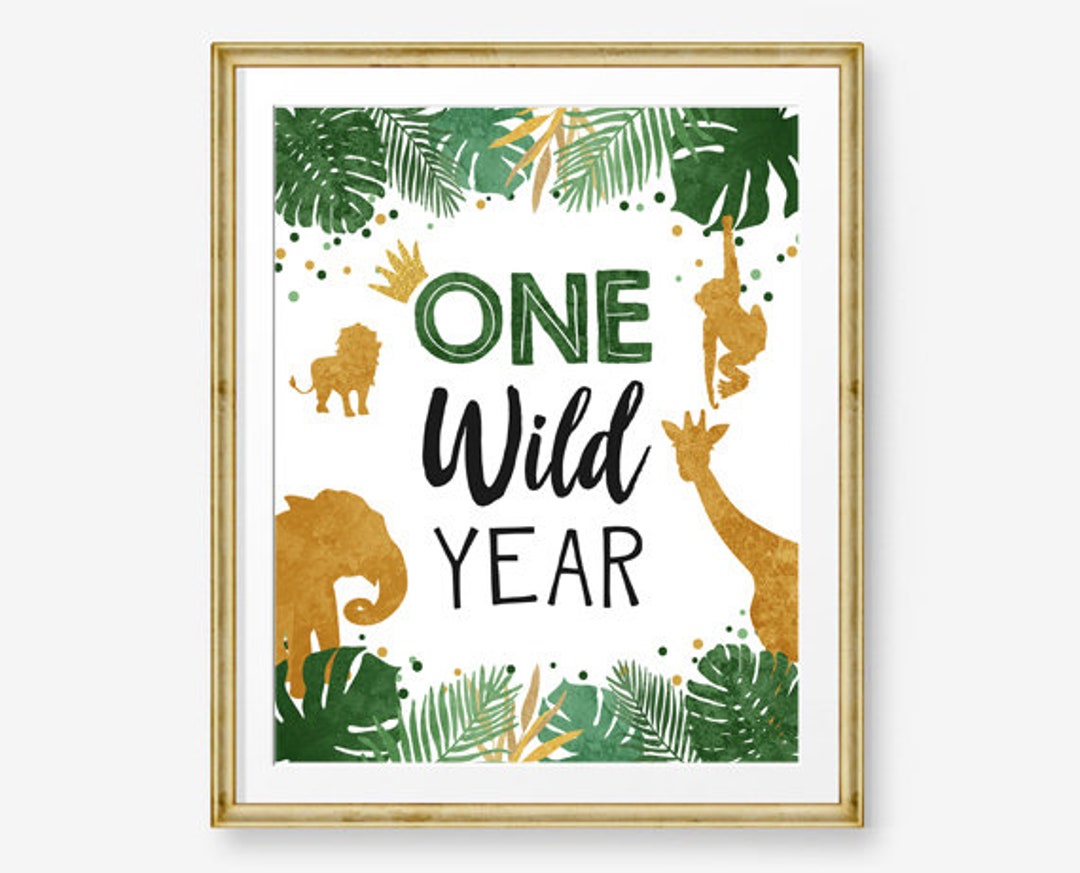 One Wild Year Birthday Sign Table Decor Safari Birthday Wild One ...