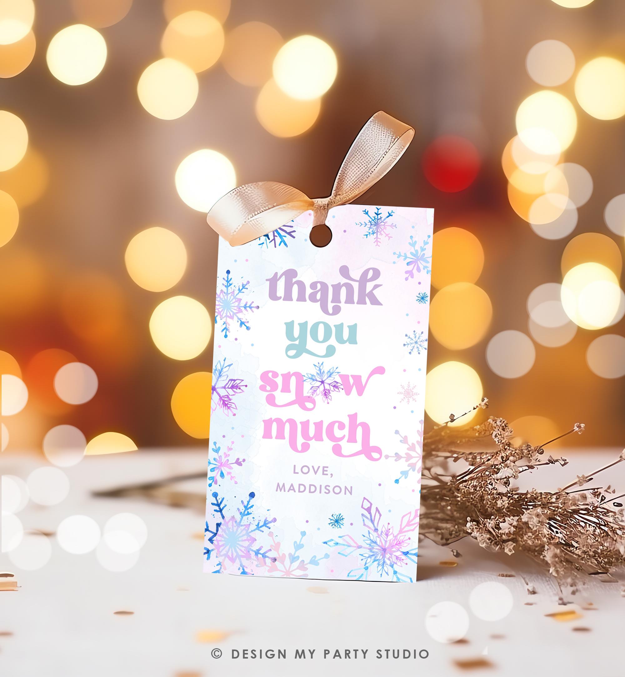 Editable Thank You Snow Much Favor Tag Winter Snowflakes Onederland ...