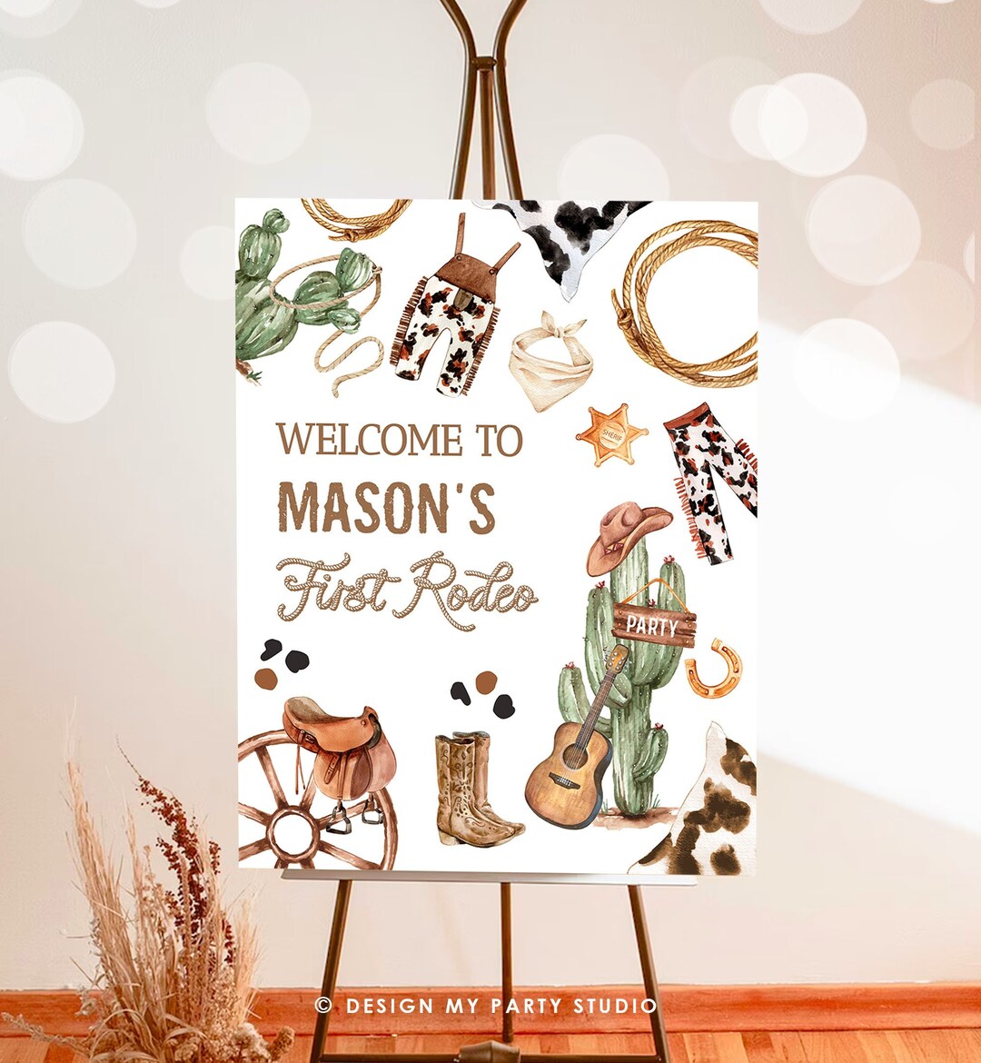 Editable First Rodeo Birthday Welcome Sign 1st Birthday Boy First ...