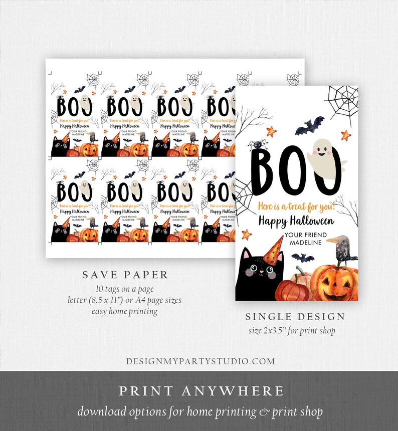Editable Halloween Favor Tags Boo Gift Tags Costume Party - Etsy