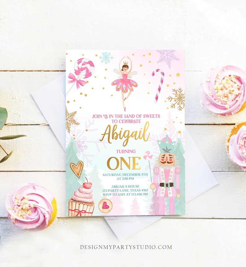 Editable Nutcracker Birthday Invitation Girl Land Of Sweets Etsy