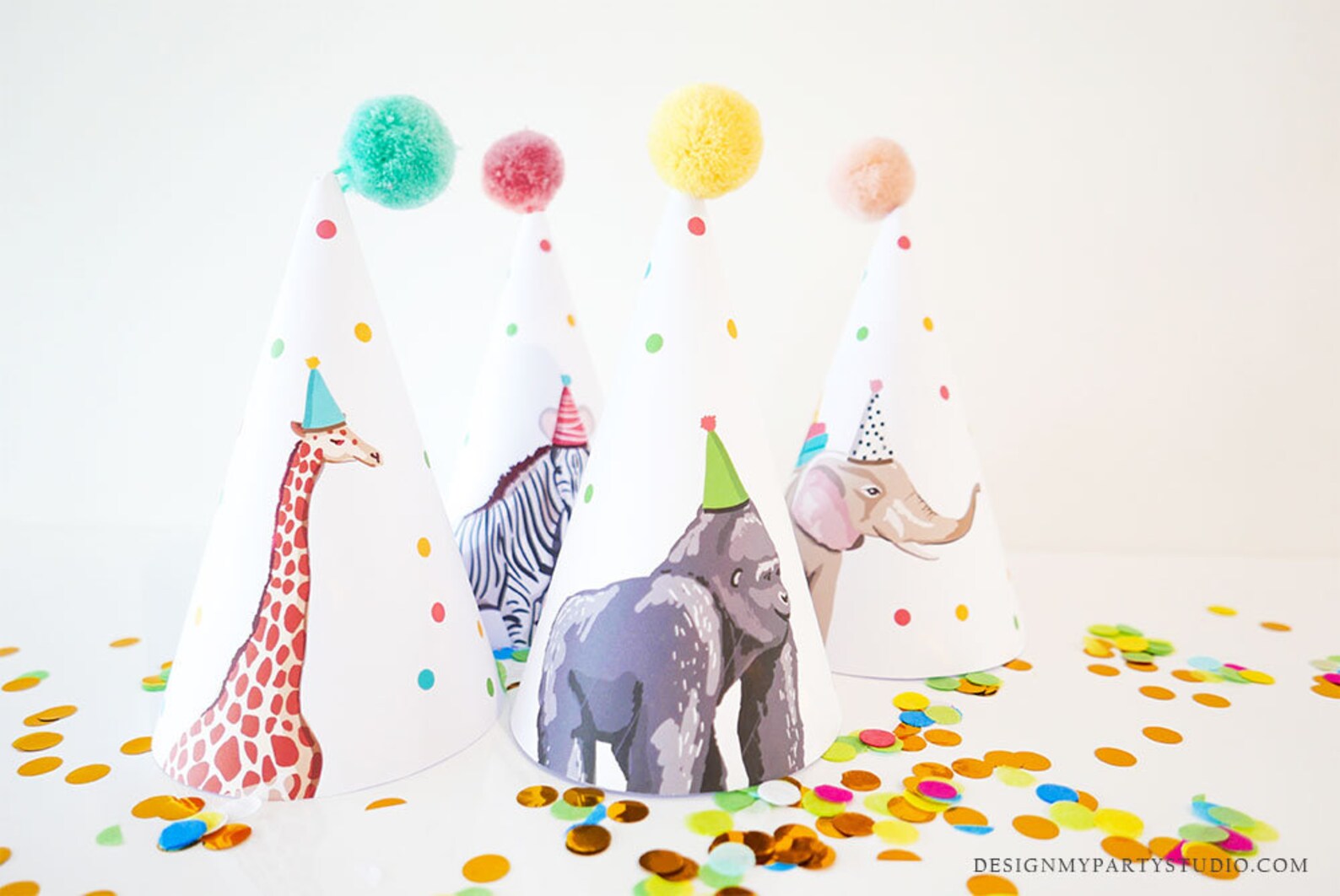 Printable Party Hats Party Animals Birthday Party Birthday - Etsy