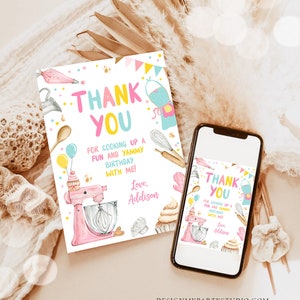 Editable Baking Thank You Card Kids Cooking Birthday Thank You - Etsy