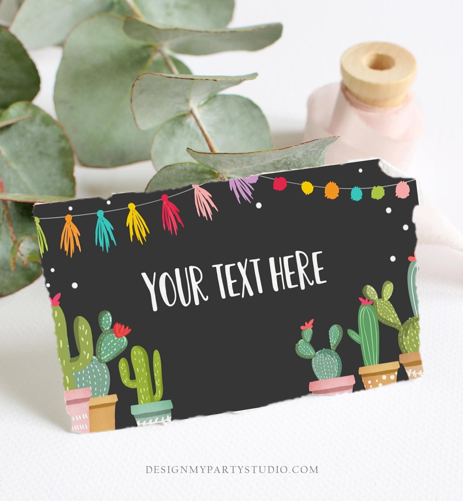 Editable Fiesta Cactus Food Labels Fiesta Party Place Card | Etsy