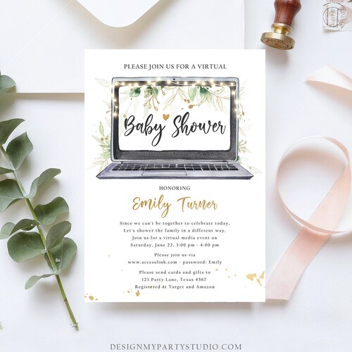 Editable Virtual Baby Shower Invitation Long Distance | Etsy