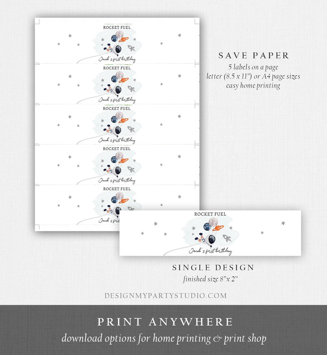 Editable Outer Space Water Bottle Labels Galaxy Party Decor | Etsy